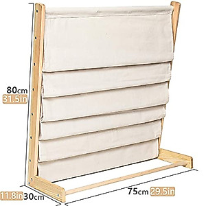 Morimoe Sling Bookshelf Kids Book Rack Storage, Natural Beige (Beige, W:75cm)