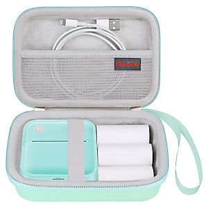 Elonbo Carrying Case for INVISEN Label Maker Machine, Mini Label Printer Portable Thermal Printer Travel Bag, Sticker Printer Storage Holder, Mesh Pocket Fits Label Paper Tape, Green