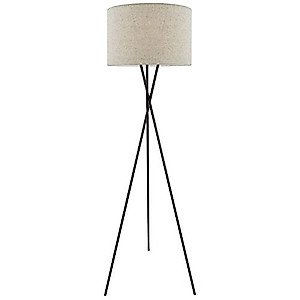 Kira Home Sadie 60" Modern Tripod LED Floor Lamp + 9W Bulb (Energy Efficient/Eco-Friendly), Honey Beige Drum Shade, Oil Rubbed Bronze Finish