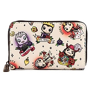 Loungefly POP Disney Villains Tattoo All Over Print Faux Leather Wallet