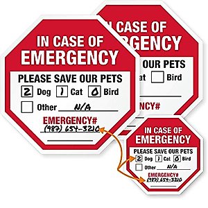 SmartSign “in Case of Emergency Please Save Our Pets" Pet Rescue Decal Set | Two 4"x4" & One 2.75"x2.75" Engineer Grade Reflective Adhesive Labels