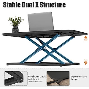 JOY worker Standing Desk Converter, 31 Inch Compact Height Adjustable Stand up Desk Riser, Ultra Low Profile Sit to Stand Desk for Laptop Riser Workstation, Black