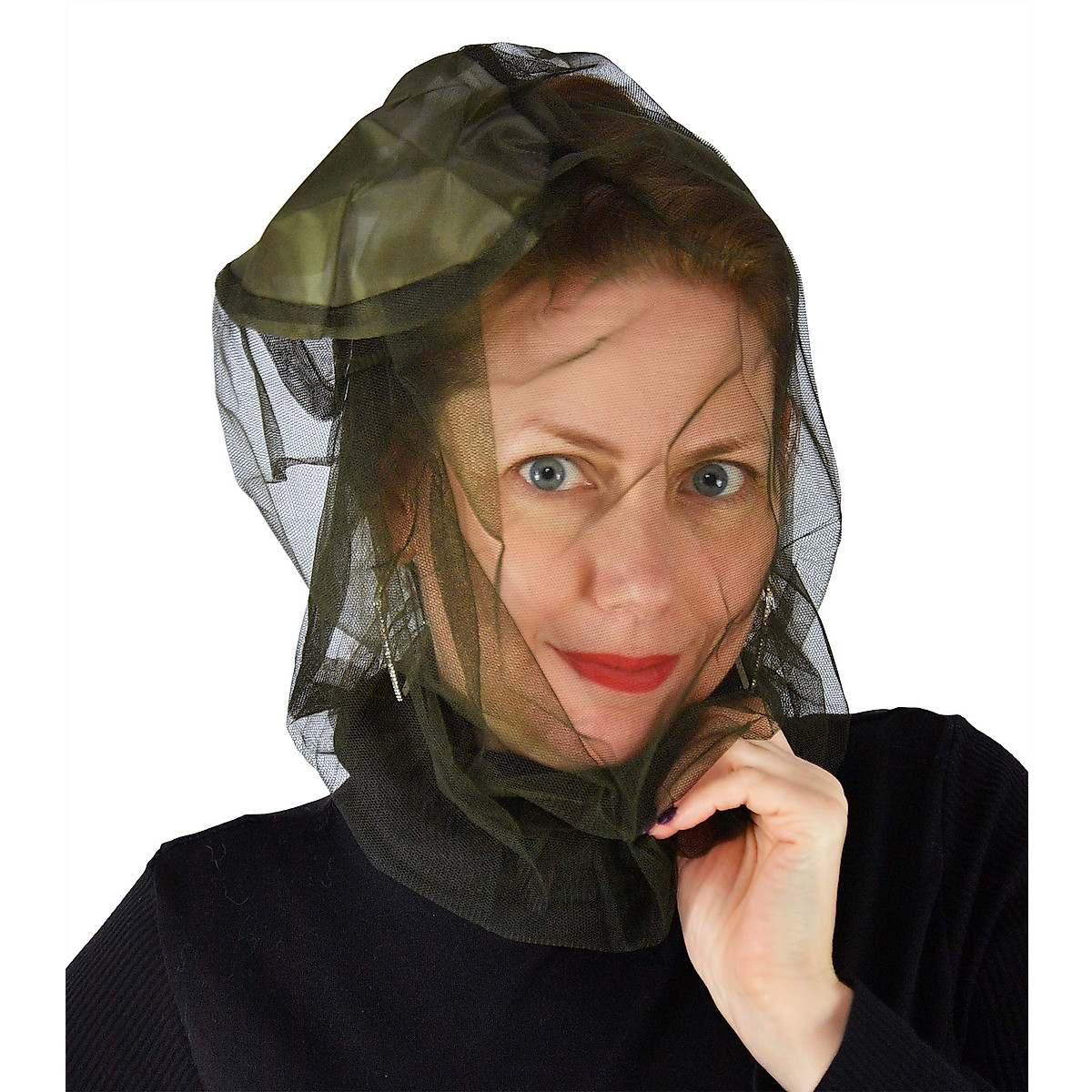 Home-X Anti-Mosquito Mesh Head Net, Bug Face Shield, 100% Polyester Soft Fly Screen Fine Mesh Mosquito Netting-Head Net-Black