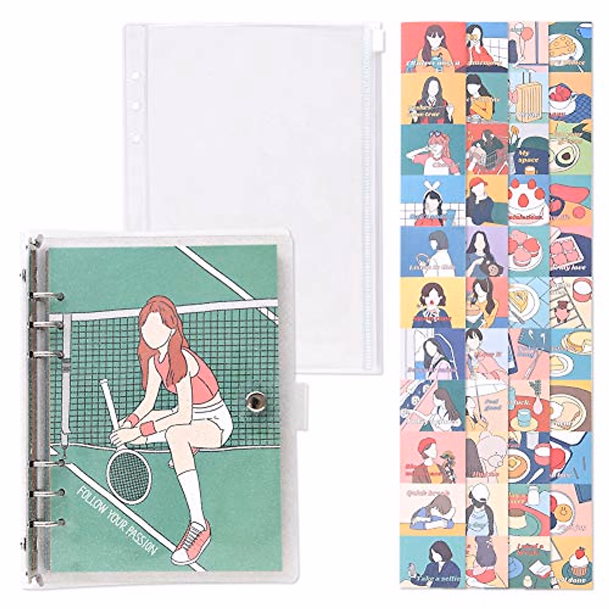 Monolike A5 FALL IN NEWTRO Diary Set, Tennis - Academic Planner Weekly & Monthly Planner with PVC Cover, Zipper bag, Sticker