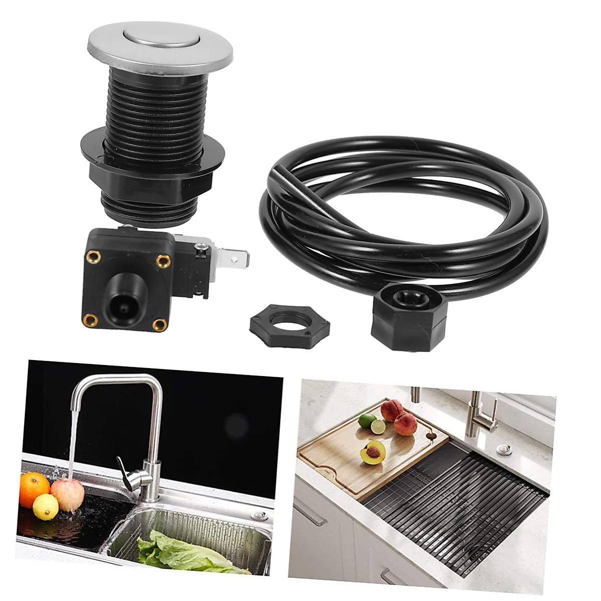 Artibetter 1 Set Pneumatic Switch Garbage Disposal Parts Garbage Disposal Supplies Air Switch Garbage Disposal Kit Bathtub Disposal Air Stainless Sink Kraus Abs Stainless Steel Start Switch