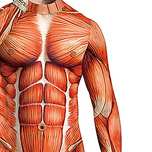 JOAU Men's muscle Body Suit Tight Halloween 3D Digital Printing Adult One-piece Halloween Party