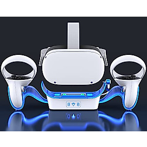 Fast Charging Dock for Oculus Quest 2-LED Light Enhanced Headset Display Fast Charging Stand Touch Controller Mount Accessories for Meta Quest 2
