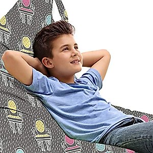 Ambesonne Colorful Lounger Chair Bag, Chairs and Odd Stripes Furniture Seat Modern Pattern Illustration, High Capacity Storage with Handle Container, Lounger Size, Dimgray Multicolor