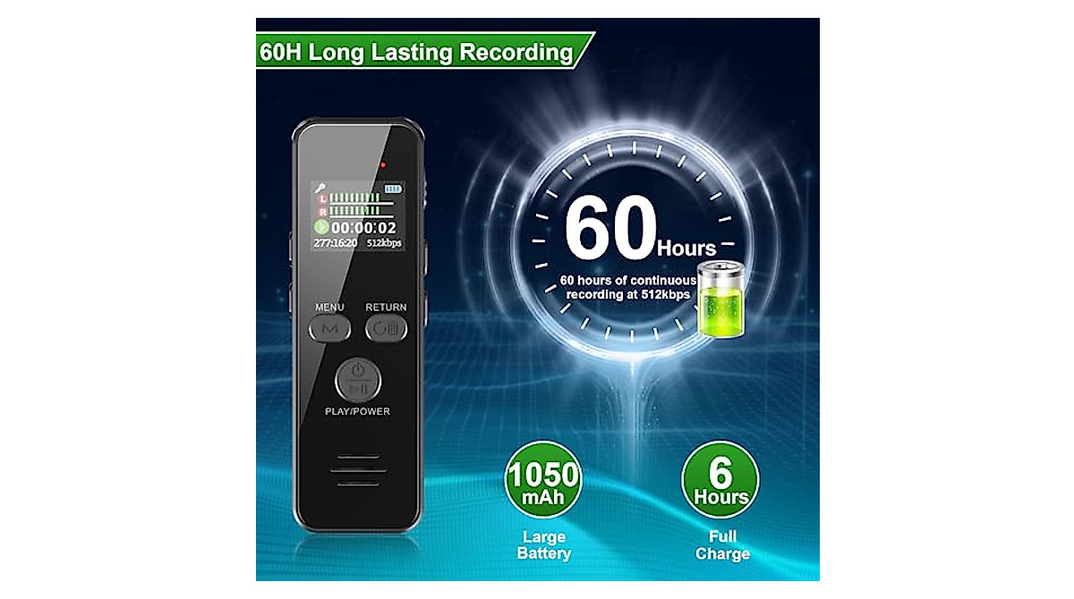 Howabo 60H Digital Voice Recorder - 64GB Capacity