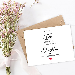 Emily gift Daughter 50th Birthday Card - Happy 50th Birthday To A Beautiful Daughter On Her Special Day - 50th Daughter Card For Her