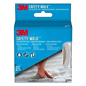 3M Safety-Walk Slip Resistant Tape, 2 in x 15 ft, Anti Slip Clear Tape, Ideal For Slippery & Wet Conditions, Self-Adhesive Backing, Quick & Easy Application, Durable & Long-Lasting (220C-R2X180)