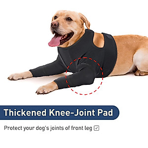 IDOMIK Dog Recovery Sleeve for Front Legs,Adjustable Dog Leg Sleeves to Stop Licking,Breathable Dog Surgery Recovery Suit Front Leg,Dog Elbow Braces Protector Dog Cone Collar Alternatives,Black,XL