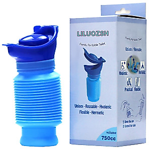 Flap Retractable Portable Blue Men's Urinal, 26fl oz (750ml) Men's Urine Bottle Without Side Leakage - Urinal for Hospital, Emergency and Travel