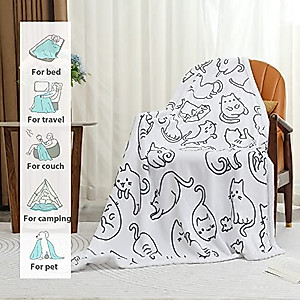 Anamee Cat Blanket Cat Lover Gifts for Women, Cute Cat Throw Blanket Gift for Mom, Cat Lovers and Girls, Kawaii Soft Lightweight Flannel Blankets Birthday Gift for Kids Adults 50"x60"