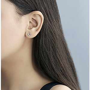 Dazzlingrock Collection Round White Diamond Hollow Circle Shape Stud Earrings for Women (0.10 ctw, Color I-J, Clarity I2-I3) in 10K White Gold in Screw Back