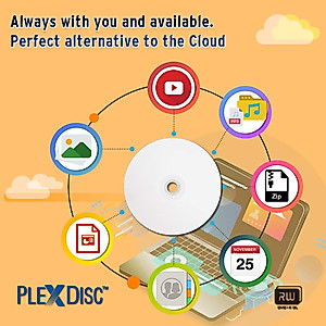 PlexDisc Water Resistant Glossy White Inkjet Printable DVD+R DL 8X 8.7GB, 50 Disc Spindle (Model: 608-C04)