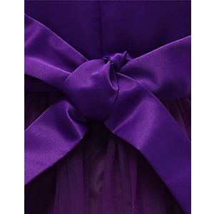 Pageant Dresses for Girls 7-16 Special Occasion Tops Sleeveless Knee Length Little Girl Dresses Size 5 6 for Wedding Party Princess Pageant Elegant Lace Tutu Tulle Ball Gown (Dark Purple, 8)