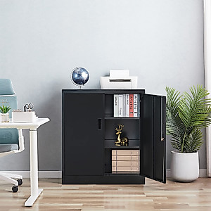 BESFUR Metal Storage Cabinet with Locking Doors and Adjustable Shelves, Steel Storage Cabinet for Office, Garage, Warehouse, Classroom, Pantry