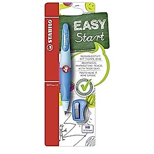 Handwriting Pencil - STABILO EASYergo 3.15 - Right Handed - Light Blue/Dark Blue + Sharpener