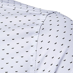 MUSE FATH Men's Printed Dress Shirt-Cotton Casual Short Sleeve Shirt,Button-Down Point Collar Shirt-Green-L