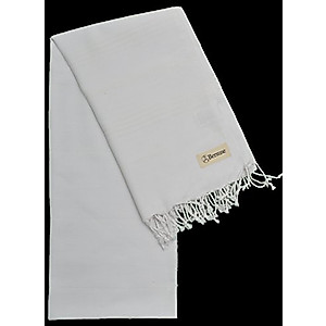 Bersuse 100% Cotton Anatolia Turkish Towel - 37x70 Inches, White