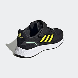 adidas Runfalcon 2.0 Unisex-Child Running Shoe, Black/Beam Yellow/Beam Green (Cross Strap), 2 US Little Kid