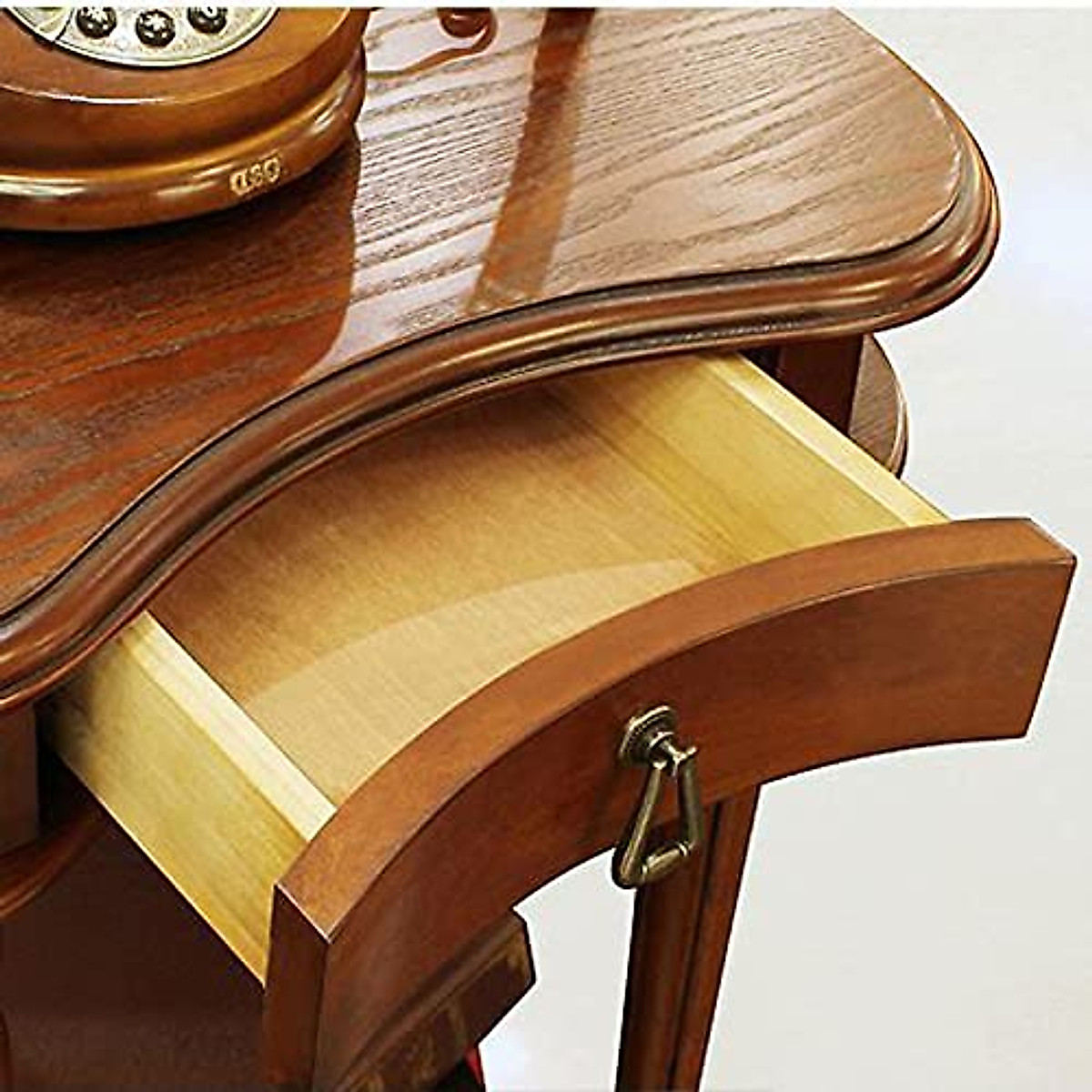 Coffee Table Solid Wood Side Table, 2-Tier End Table with Storage Shelf and Drawer, Narrow Nightstand Bedside Table for Small Spaces, Bedroom, Living Room, Entryway, Farmhouse Sofa Side End Table