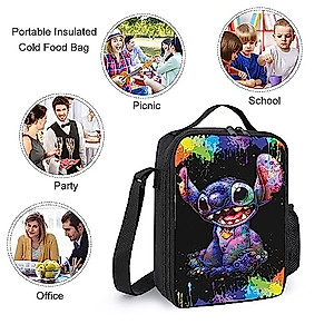 Stitch 3PCS Backpack Casual Bags with Insulated Lunch Bag Tote And Pencil Case Box Pouch for Teen Boys Girls