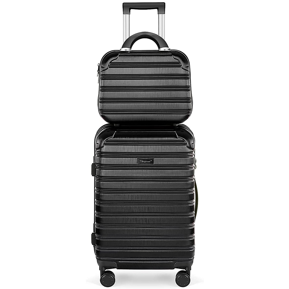 Hard Case Luggage 2 Piece Sets Carry On Luggage Lightweight With Spinner Wheels Rolling Suitcase 22x14x9 Airline Approved PC+ABS TSA Lock Hardshell Travel Carry On Hardside 14/20 Inch 2PCS,Black
