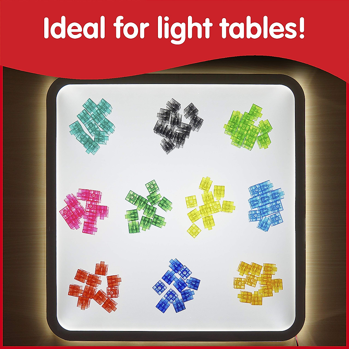 edxeducation Translucent Linking Cubes - Construction Toy for Early Math - Set of 100 - 0.8 Inch - Light Table Toy - Elementary + Preschool Learning