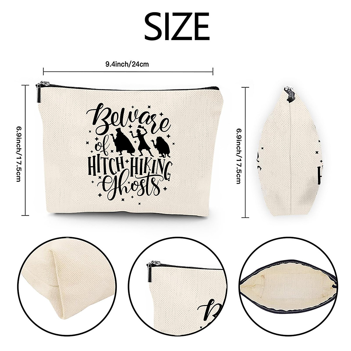 Eins Haunted House Makeup Bags for Women,Cosmetic Bag Horror Movies Zipper Pouch Travel Bag Portable Makeup Storage Organizer for Friends (gw-hei)