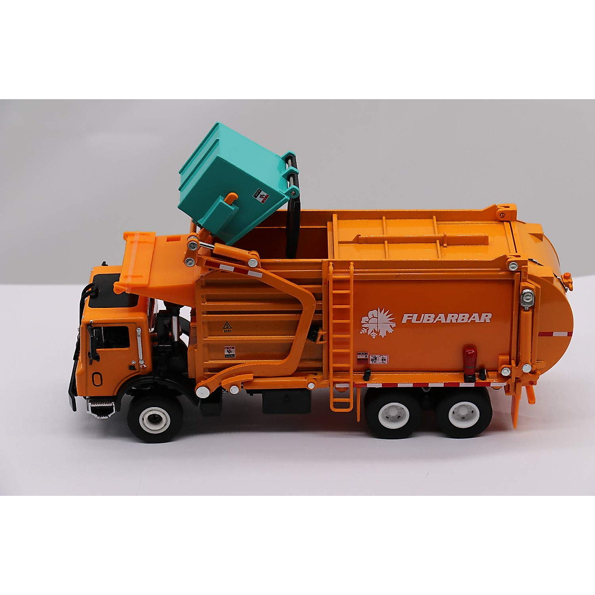 FUBARBAR Garbage Truck Toy, Model 1:43 Scale Metal Diecast Recycling Clean Trash Garbage Rubbish Waste Transport Truck Alloy Model Car Toy Garbage Cans for Kids Birthday Party Supplies(Orange)