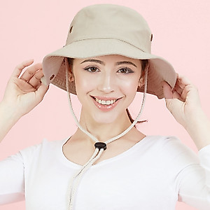 The Hat Depot 300N1510 Wide Brim Foldable Double-Sided Outdoor Boonie Bucket Hat (L/XL, 2. Cotton - Putty)