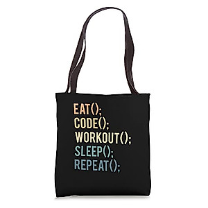 Eat(); Code(); Workout(); Sleep(); Repeat(); Tote Bag