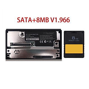 SATA Interface Network Adaptor, for PS2 Game Console, HDD Hard Disk Adapter, with 8MB FMCB V1.966 Memory Card, Supports 2TB SATA HDDs, Anti Interference