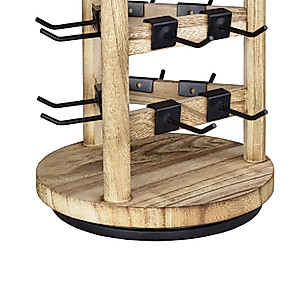 Ikee Design Wooden Rotating Jewelry Display Stand Tower With 30 Removable Hooks,Spinning Earring Card Storage Display Holder Stand for Store,Showcase,Tradeshow and Home,Oak Color