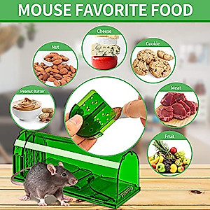 LULUCATCH Mouse Traps 2 Pack, Humane Mouse Trap, Live Catch Release, Easy to Set Live Mouse Traps, Effective Reusable Rat Traps for Indoor/Outdoor Use, Kids/Pets Safe.