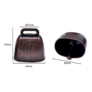 2 Pack Antique Style Metal Cow Bells, Super Loud Horse Sheep Copper Bells, Cattle Farm Animal Brass Bells, Metal Pet Bells Bronze Bell (Red Bronze)