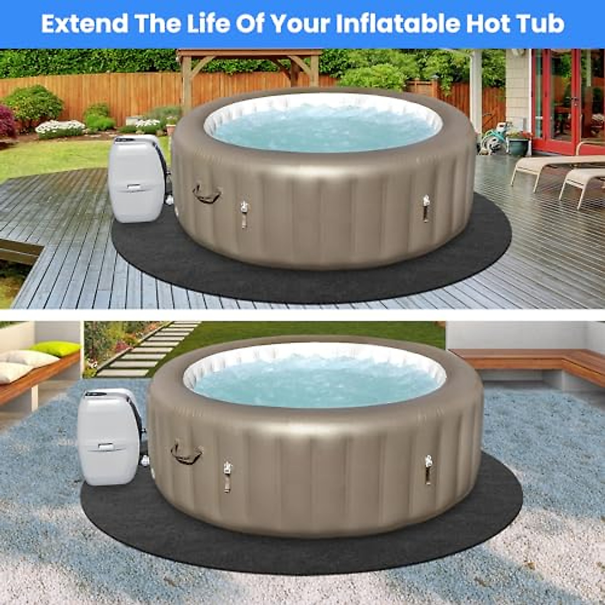 ZOMOFEW 99"x 99" Hot Tubs Mat, Above-Ground Pool Protector Mat,Water-Absorbent Hot Tub Flooring Protector,Anti-Slip and Waterproof Backing,Reusable Durable Washable Mat for Outdoor Hot Tub Pool