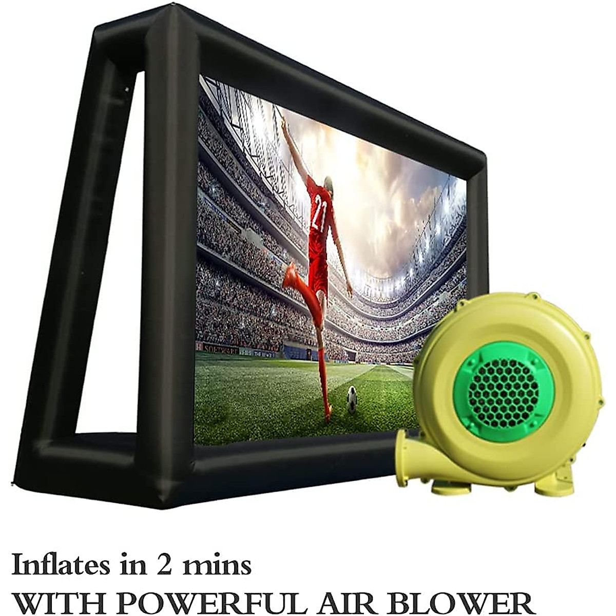 25FT Inflatable Projector Movie Screen, One-Piece Design Front/Rear Projection Mega Theater Screen Outdoor Portable Blow Up Cinema Screen with Air Blower for Family Movie Nights, Backyard Parties