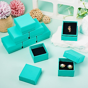 Craftdady 24pcs Jewelry Gift Boxes 5x5x3.2cm Medium Turquoise Coated Paper Jewelry Boxes Square for Christmas Valentine's Day Weddings Earrings Necklaces Bracelets