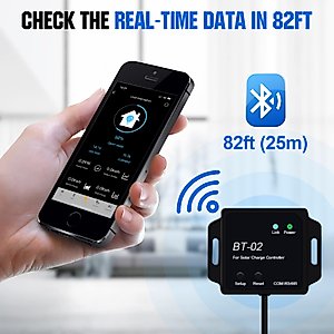 ECO-WORTHY Bluetooth Module 5.0 for MPPT Solar Charge Controller, with 82ft Wirelessly Remote Control, Real-time Monitor and RJ45 Communication Port, BT-02 RS485