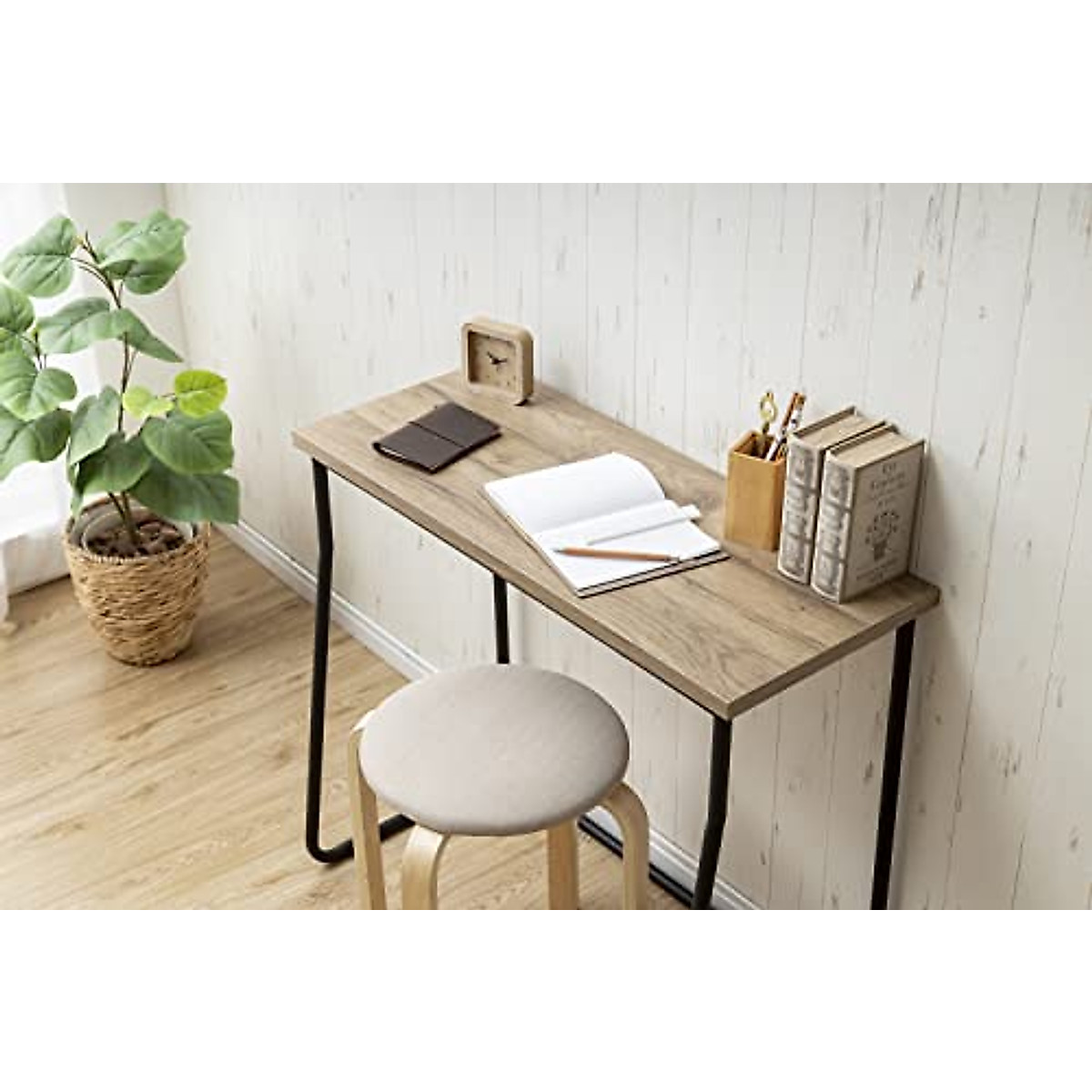 IRIS USA Modern Computer Office Desk Table with Matte Black Steel Frame, Wood