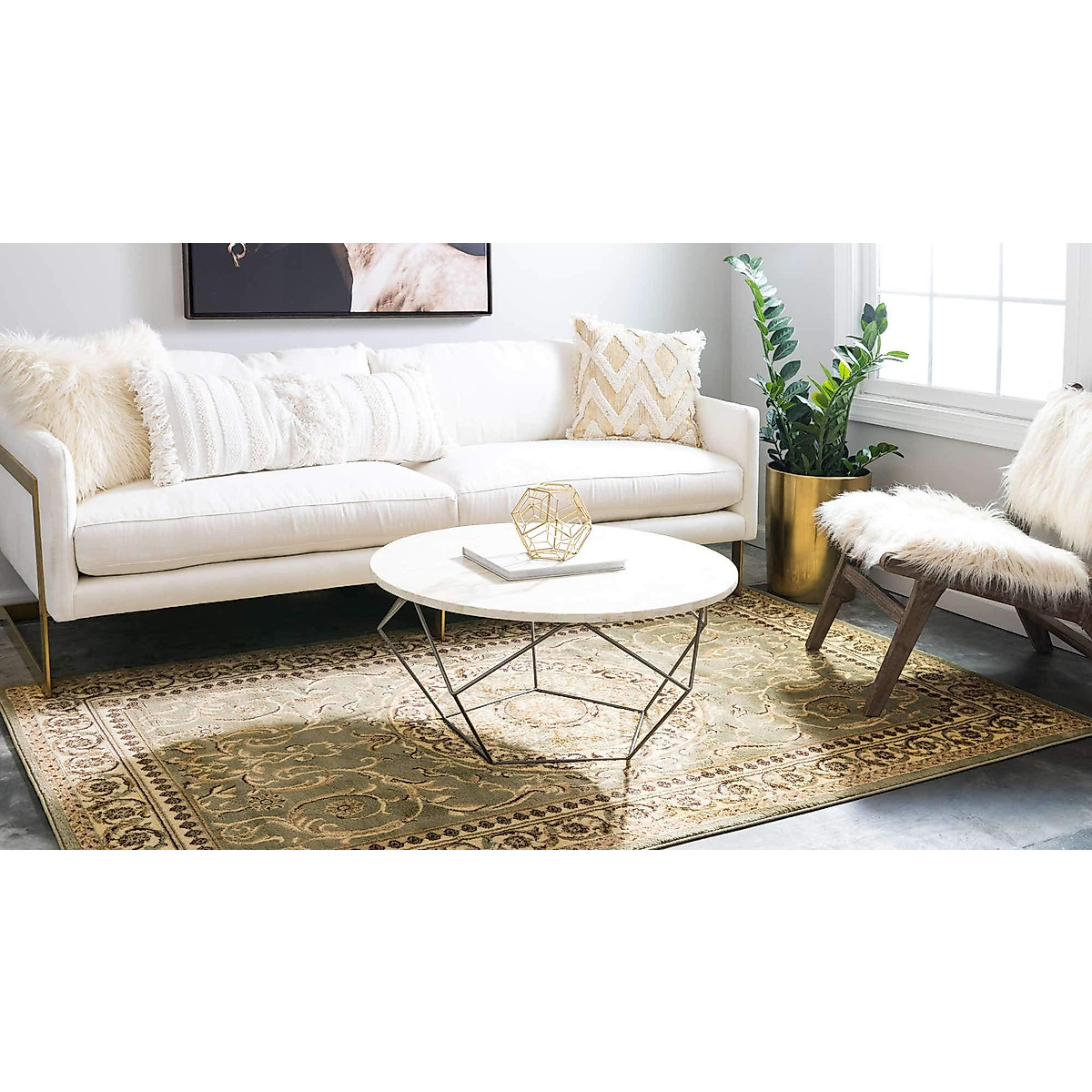 Unique Loom Versailles Collection Traditional Classic Medallion Floral Motif Area Rug (2' 2 x 3' 0 Rectangular, Green/ Ivory)