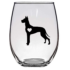 Laguna Design Co. Great Dane Wine Glass, 21 Oz, Great Dane Gift, Dog Mom, Dog Lover