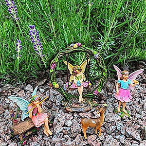 Mood Lab Fairy Garden Kit - Swing Set of 6 pcs Miniature Figurines & Accessories - Hand Painted for Outdoor or House Decor