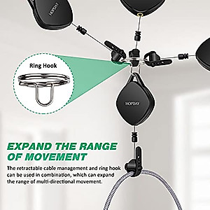 VR Cable Management, QIYO 6 Packs Retractable Ceiling Pulley System Compatible with VR Link Cable for Oculus Quest, HTC Vive, Rift S, PS VR, Vive Pro, Playstation VR, Valve Index VR Accessories