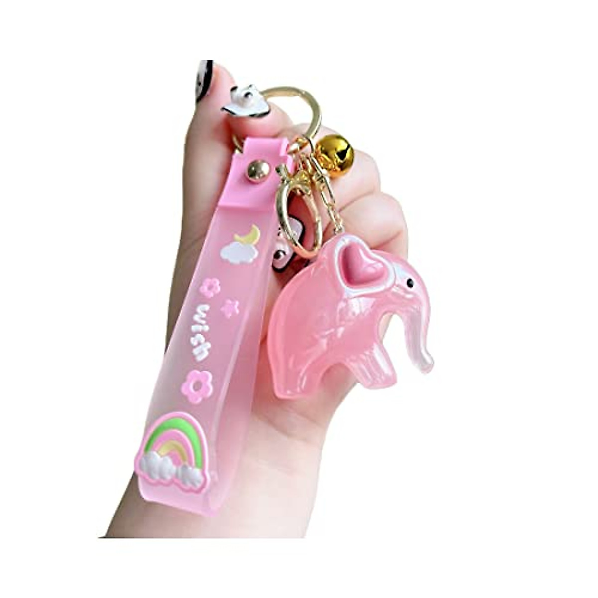 JEBBO Cute Elephant Keychain for Women Pink Animal Bag Charm Car Key Chain for Wallet Purses Backpack Key Ring…