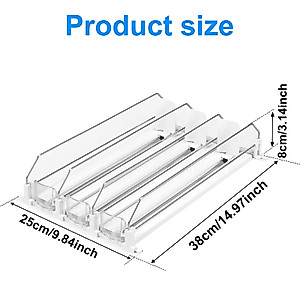 Protoiya Drink Organizer for Fridge, Self-Sliding Soda Can Dispenser with Locking Design, 3 Rows Fridge Drink Dispenser Holds up to 25+ Cans, Adjustable Width for Pantry/Vending Machine