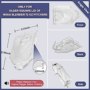 WARDFYT Pour Spout Cover Replacement Compatible with Ninja Blender Lid 72 oz Pitchers,Replacement Lid Flap Spout Cover for Nin-ja Blender Square Pitcher Top,Clear,Polycarbonate,NJ600 BL610 BL740 BL700